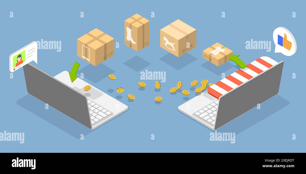 3D Isometric Flat Conceptual Illustration of Exchange And Return ...