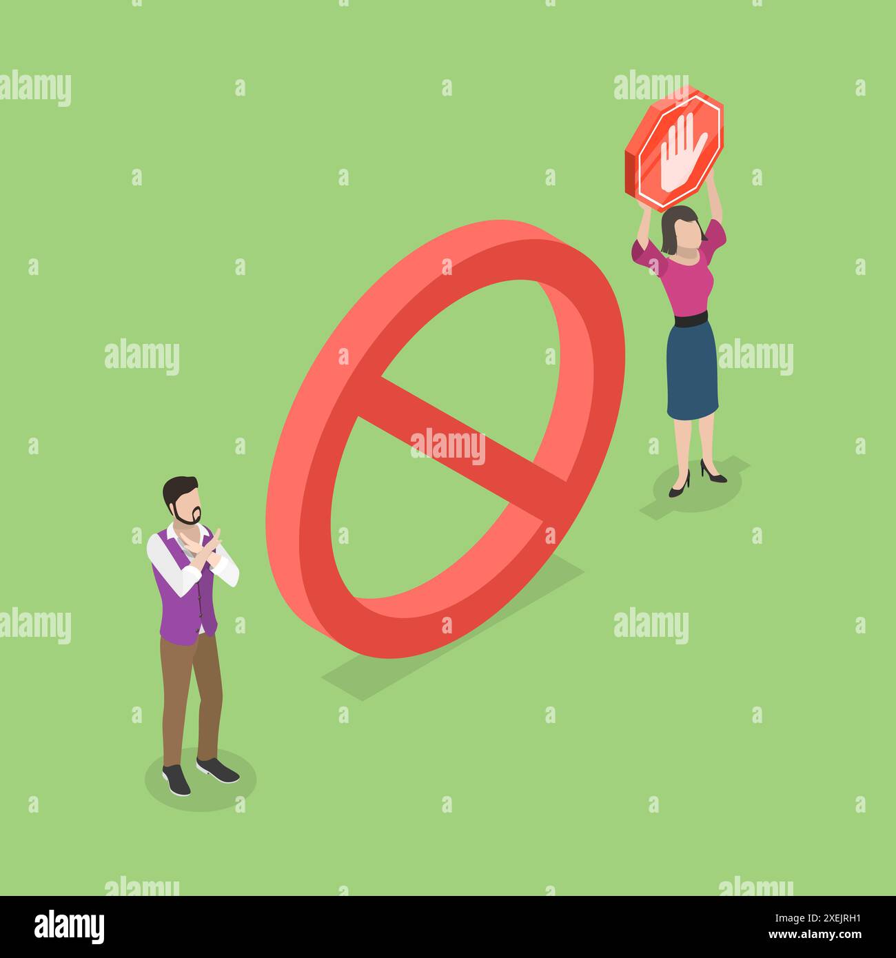 3D Isometric Flat Conceptual Illustration of Restricted Area Sign ...