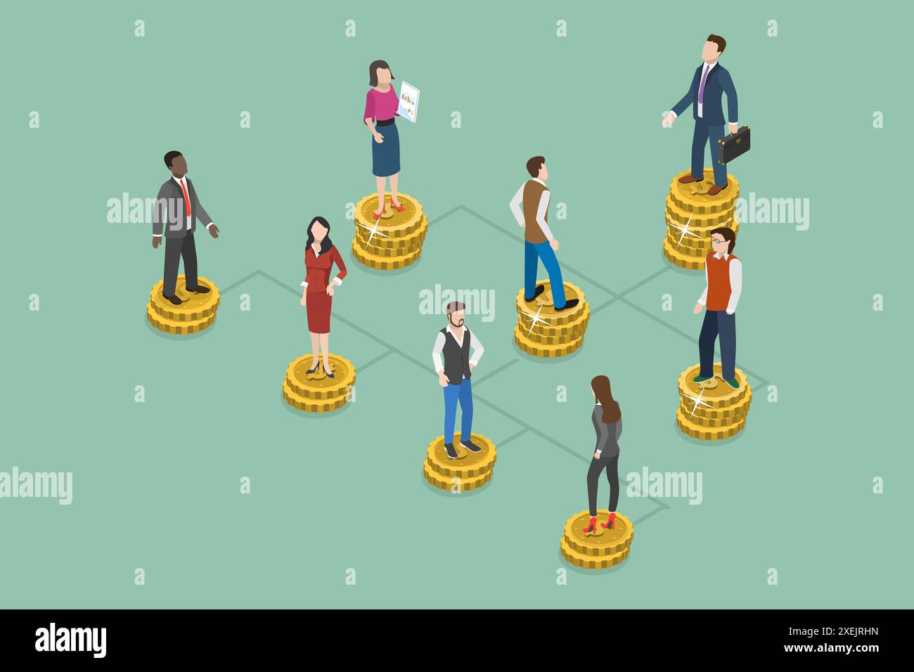 3D Isometric Flat Conceptual Illustration of Corporate Hierarchy ...
