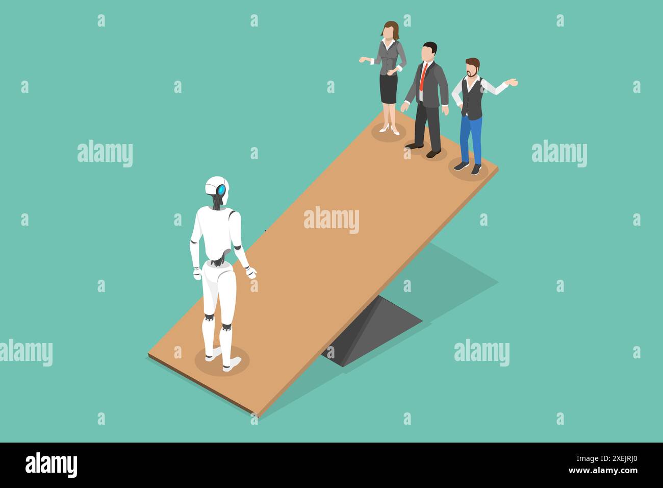 3D Isometric Flat Conceptual Illustration of RPA Vs Manual Labor, Robotic Process Automatisation ...