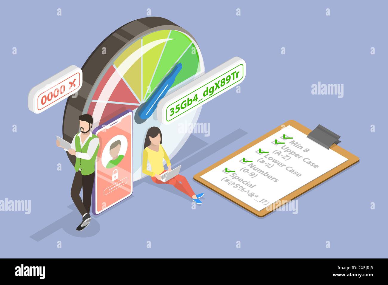 3d Isometric Flat Conceptual Illustration Of Strong Password Protect Account Online 3d