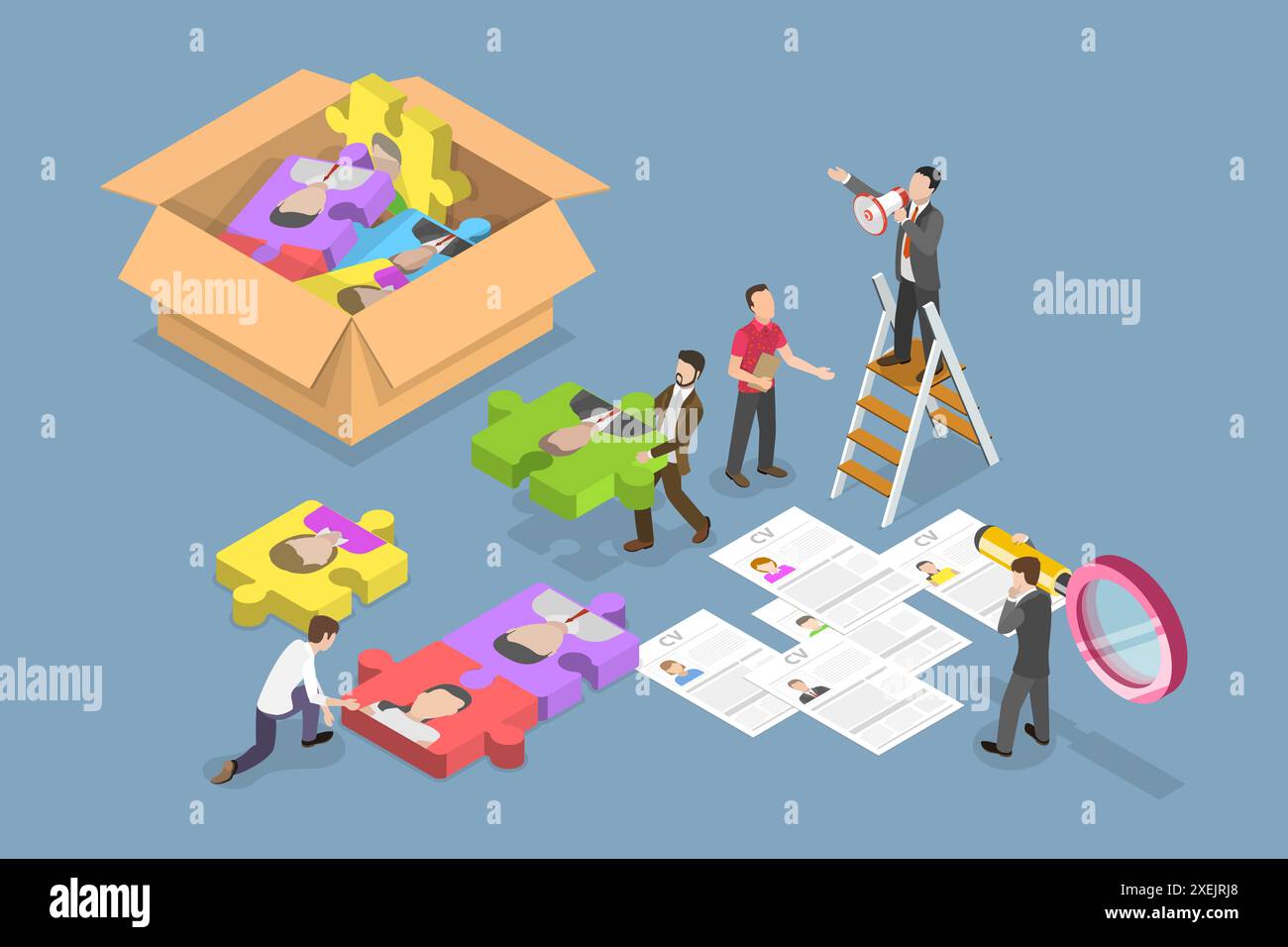 3D Isometric Flat Conceptual Illustration of HR Recruitment, Hiring ...