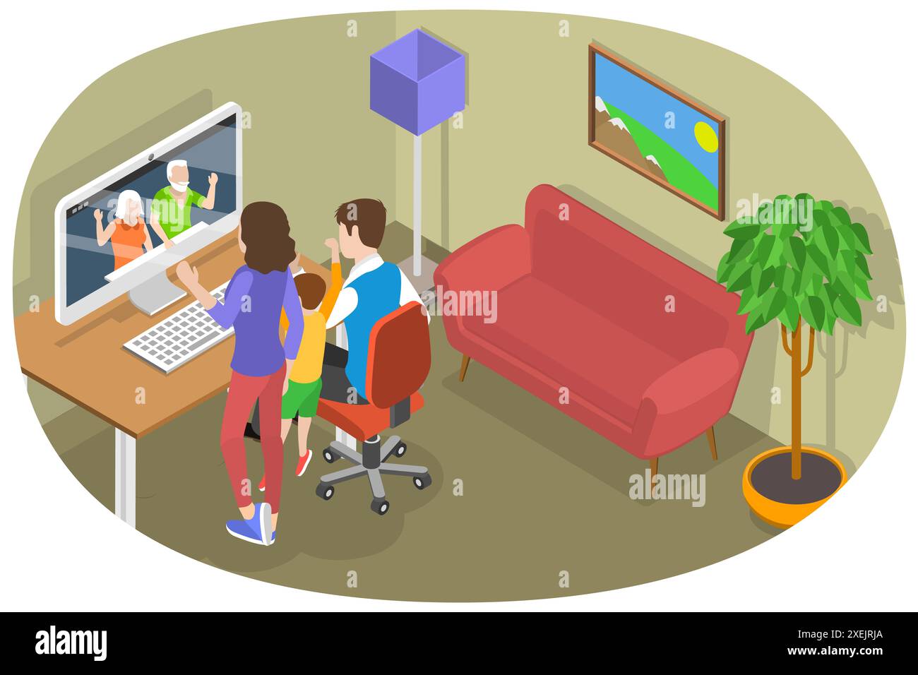 Family video call friend Cut Out Stock Images & Pictures - Alamy