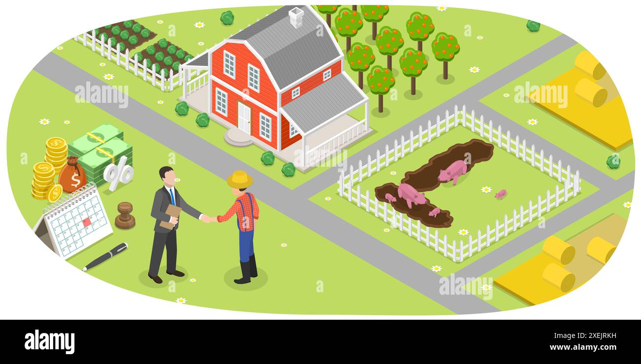 3D Isometric Flat Conceptual Illustration of Small Business Loan, Local ...