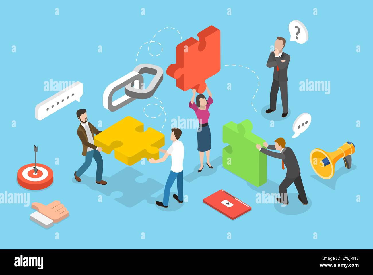 3D Isometric Flat Conceptual Illustration of Link Building, SEO ...