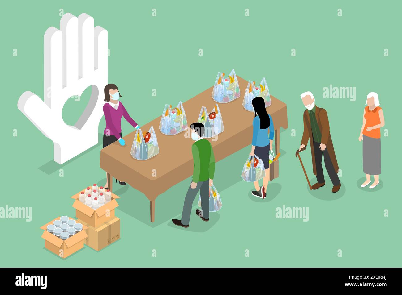 3D Isometric Flat Conceptual Illustration of Food Donation, Charity and ... 3D Isometric Flat Conceptual Illustration of Food Donation, Charity and ...