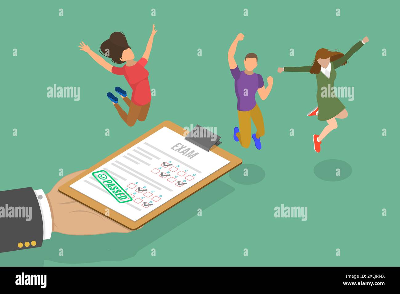 3D Isometric Flat Conceptual Illustration of Educational Exam Success ...