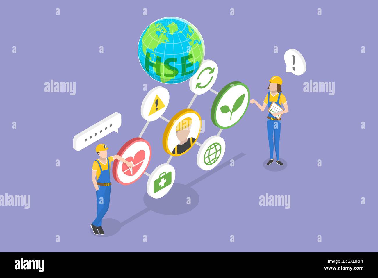 3D Isometric Flat Conceptual Illustration of HSE - Health Safety ...