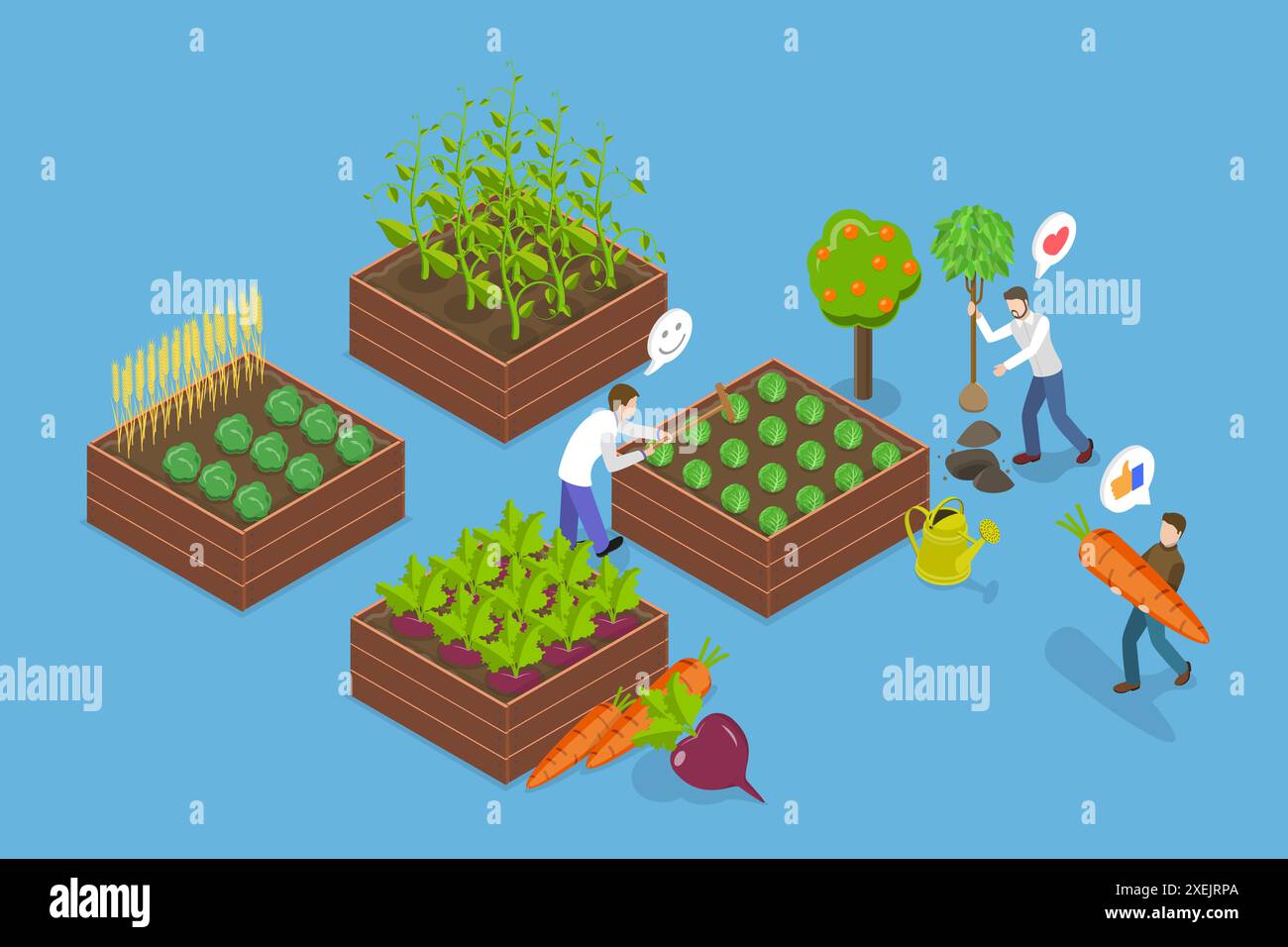 3D Isometric Flat Conceptual Illustration of Organic Agriculture, Eco ...