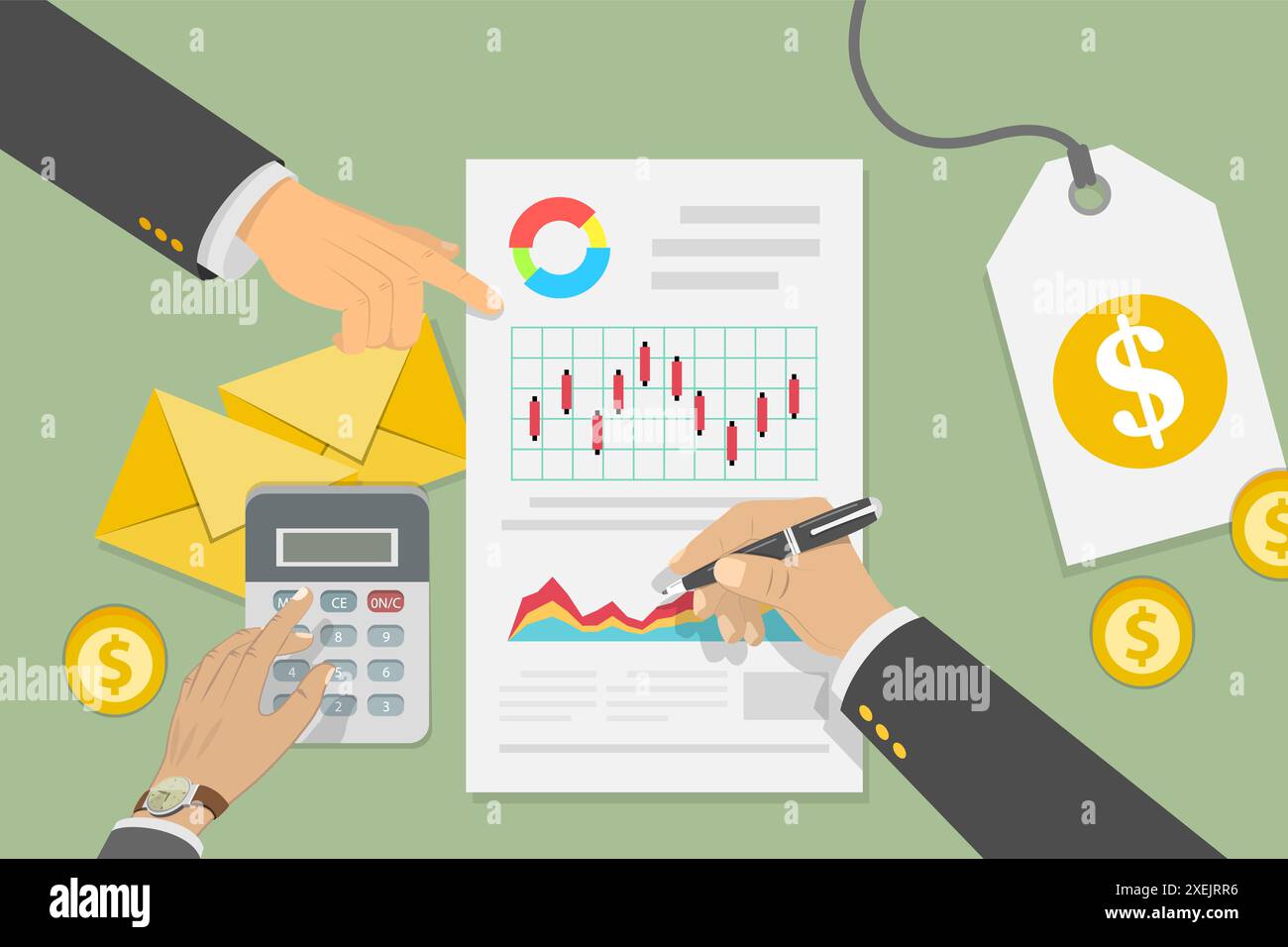 Flat Conceptual Illustration of Price Control Strategy, Financial ...