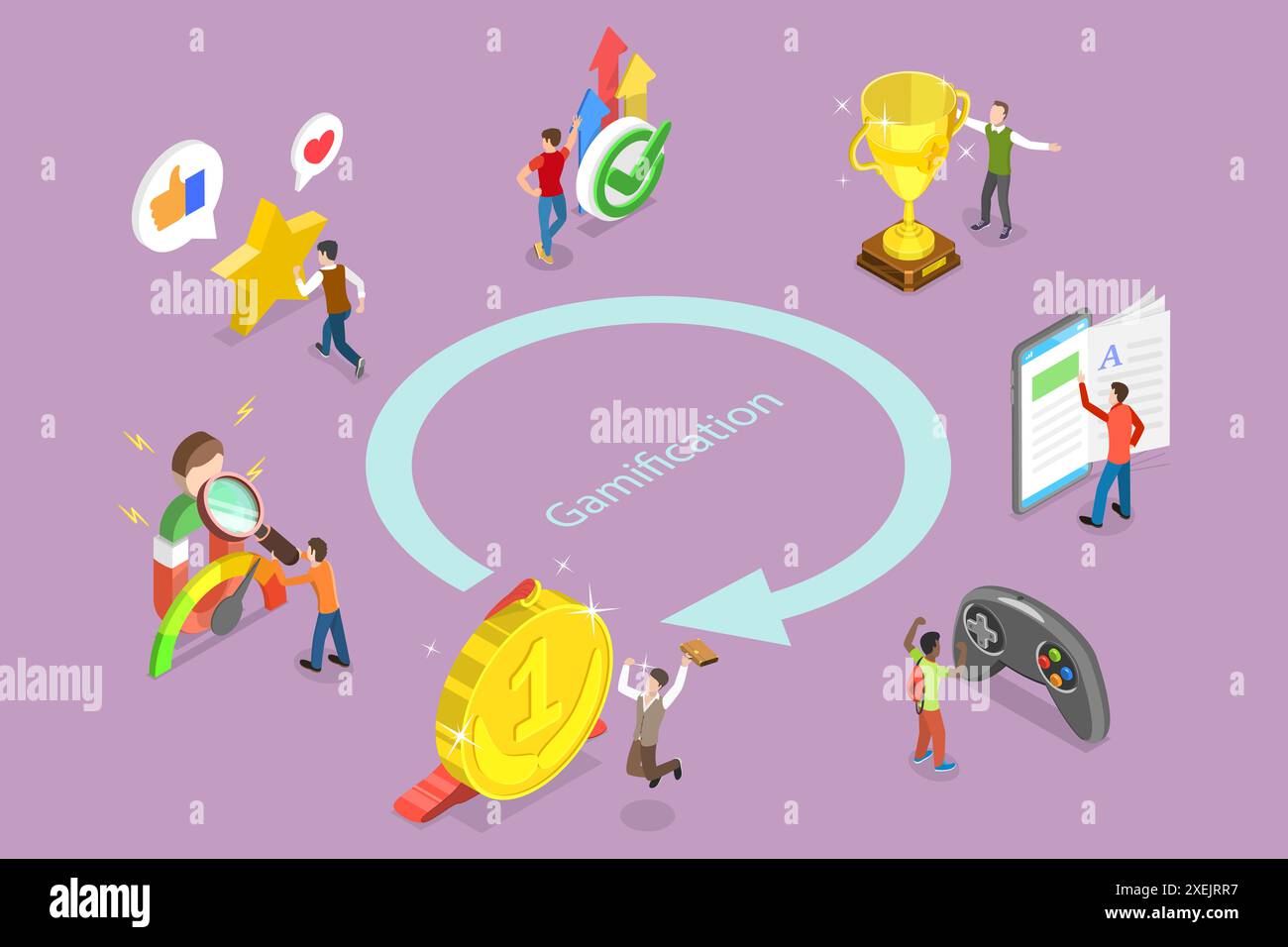 3D Isometric Flat Conceptual Illustration of Gamification, Business or Marketing Strategy 3D ...
