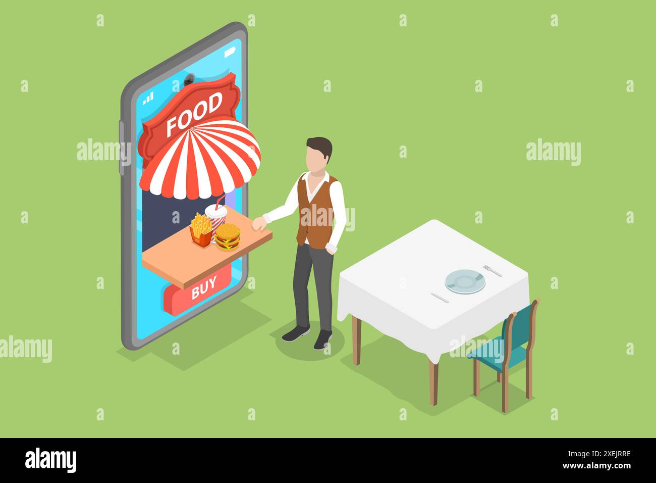 3D Isometric Flat Conceptual Illustration of Online Food Order ...