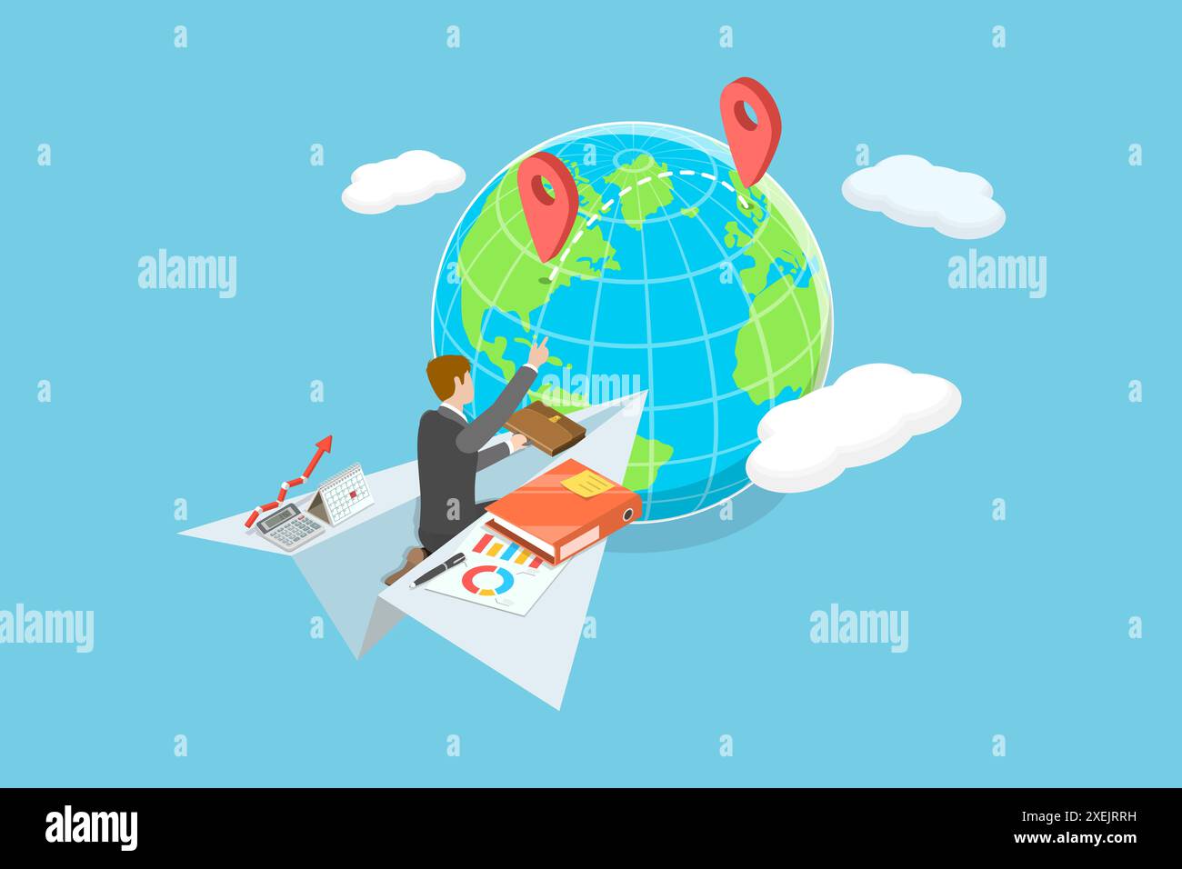 3D Isometric Flat Conceptual Illustration of Workforce Migration, Drain ...