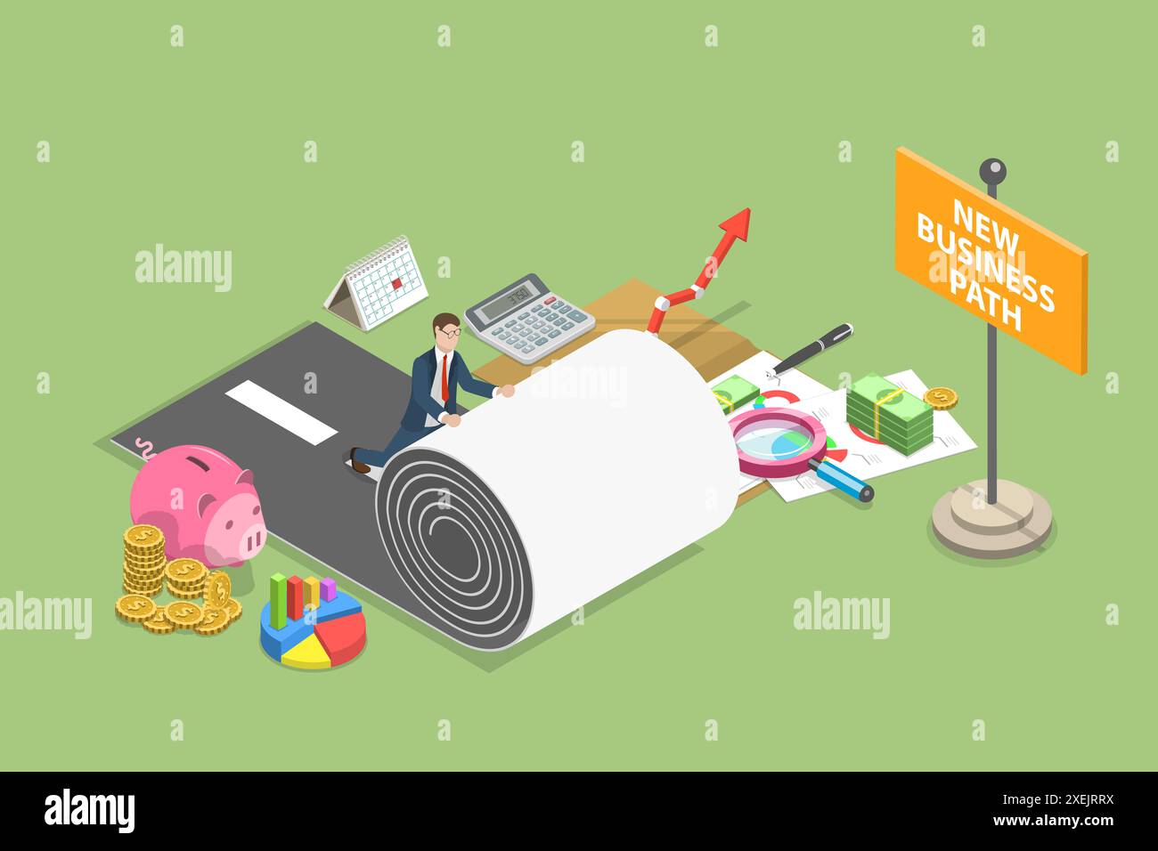 3D Isometric Flat Conceptual Illustration of New Business Path, Career ...