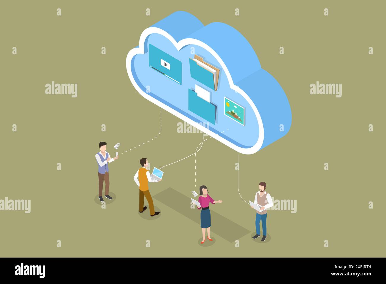 3D Isometric Flat Conceptual Illustration of Data Sharing, Information Exchange and File ...