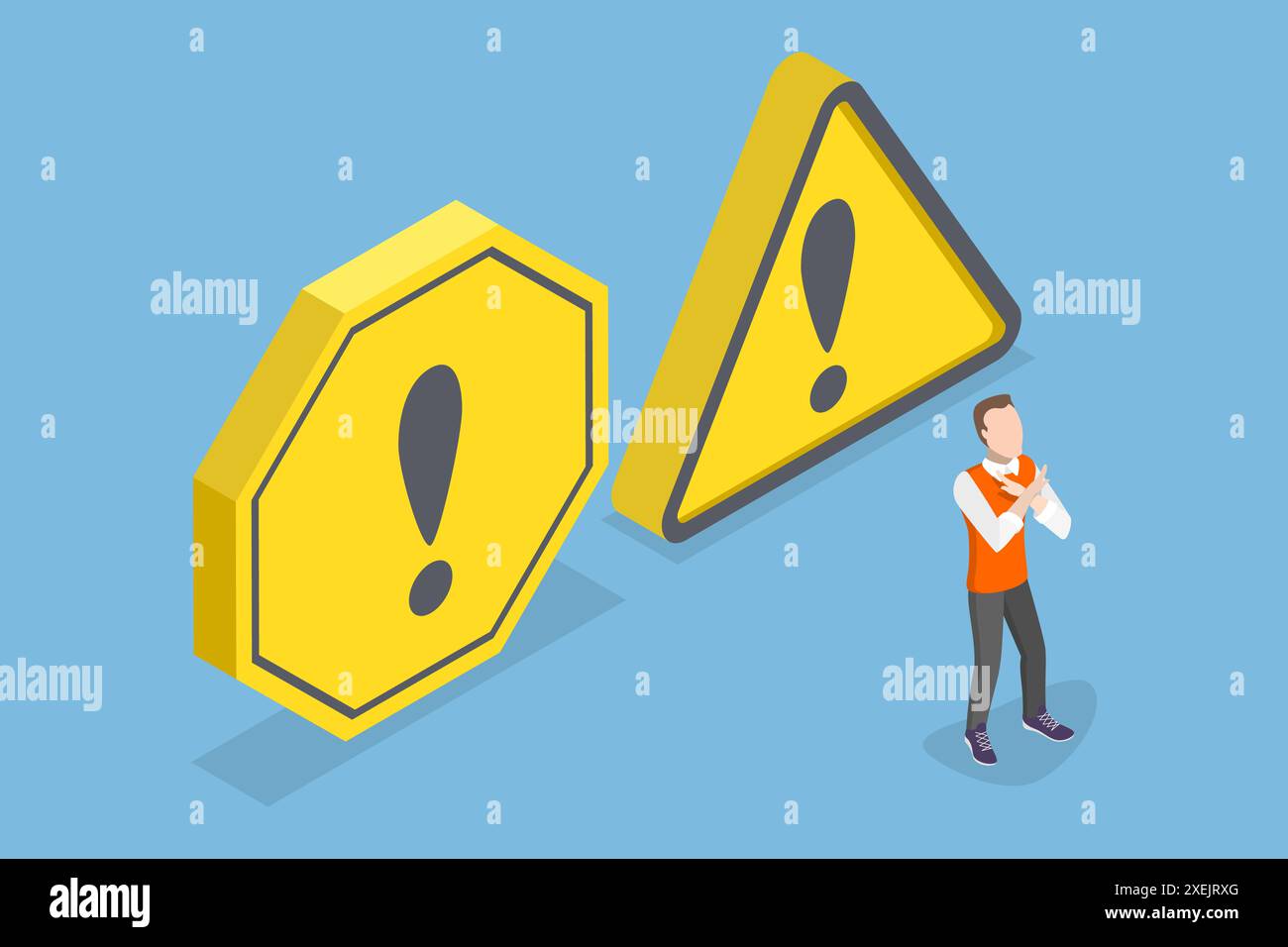 3D Isometric Flat Conceptual Illustration of Danger Or Caution Sign ...