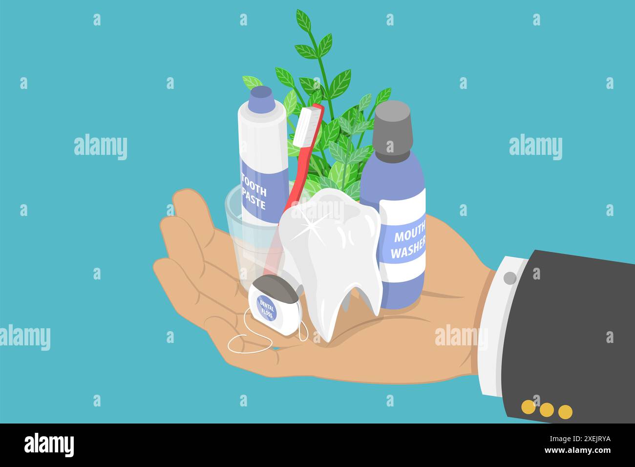 3D Isometric Flat Conceptual Illustration of Tooth Care, Dental Hygiene 3D Isometric Flat ...