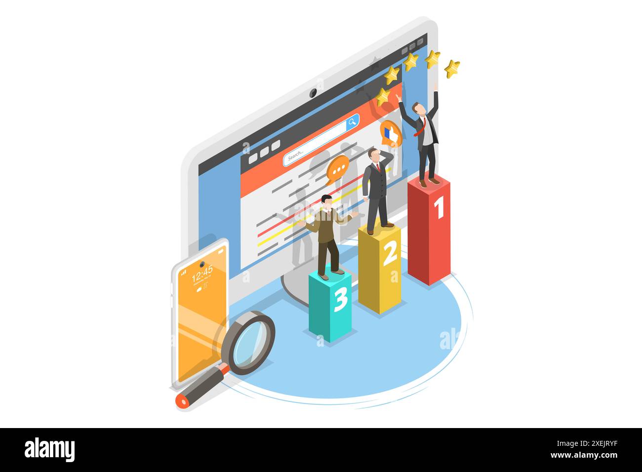 3D Isometric Flat Conceptual Illustration of Seo Ranking, Search Engine Optimization 3D ...