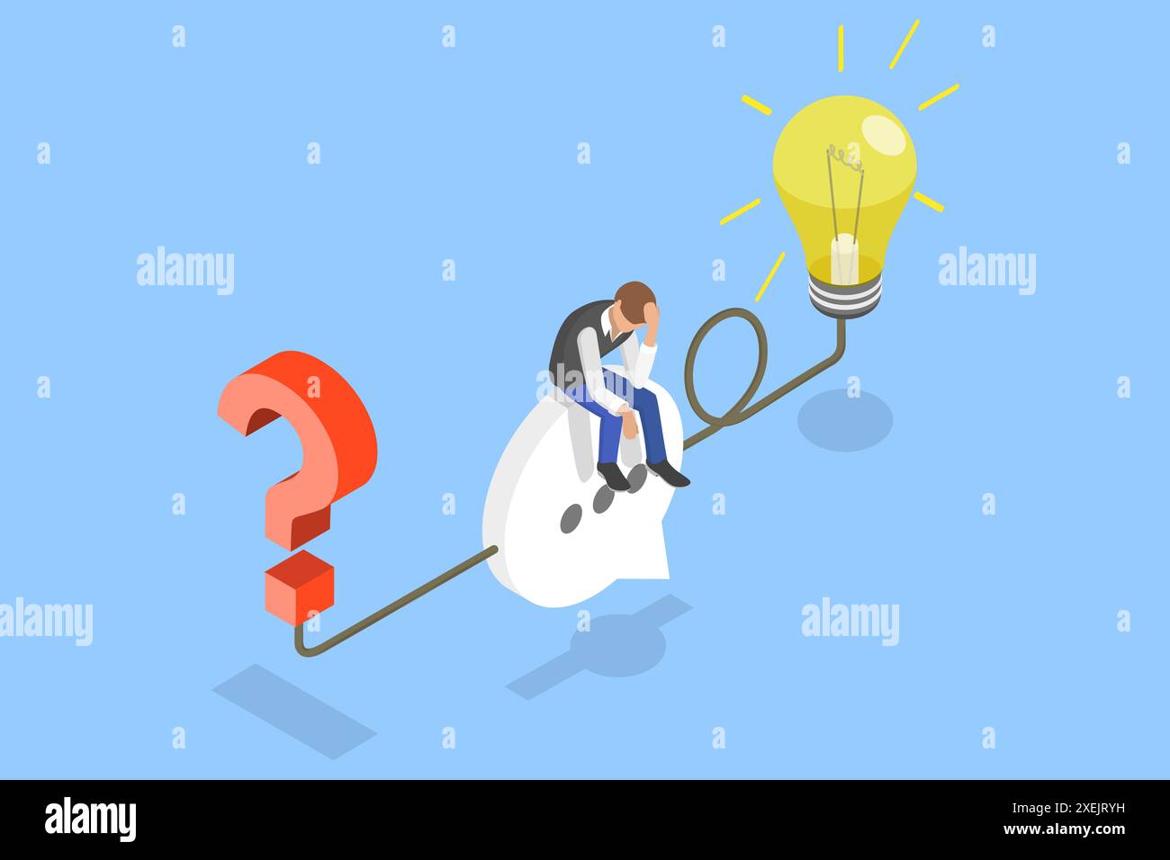 3D Isometric Flat Conceptual Illustration of Problem Solving, Creative ...