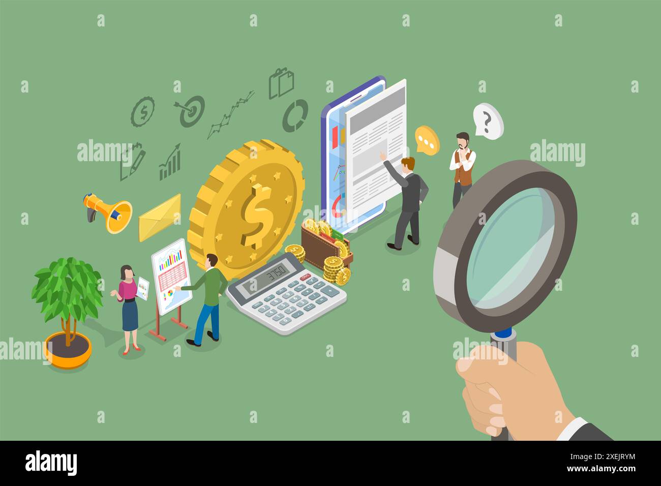 3D Isometric Flat Conceptual Illustration of Financial Audit, Account ...