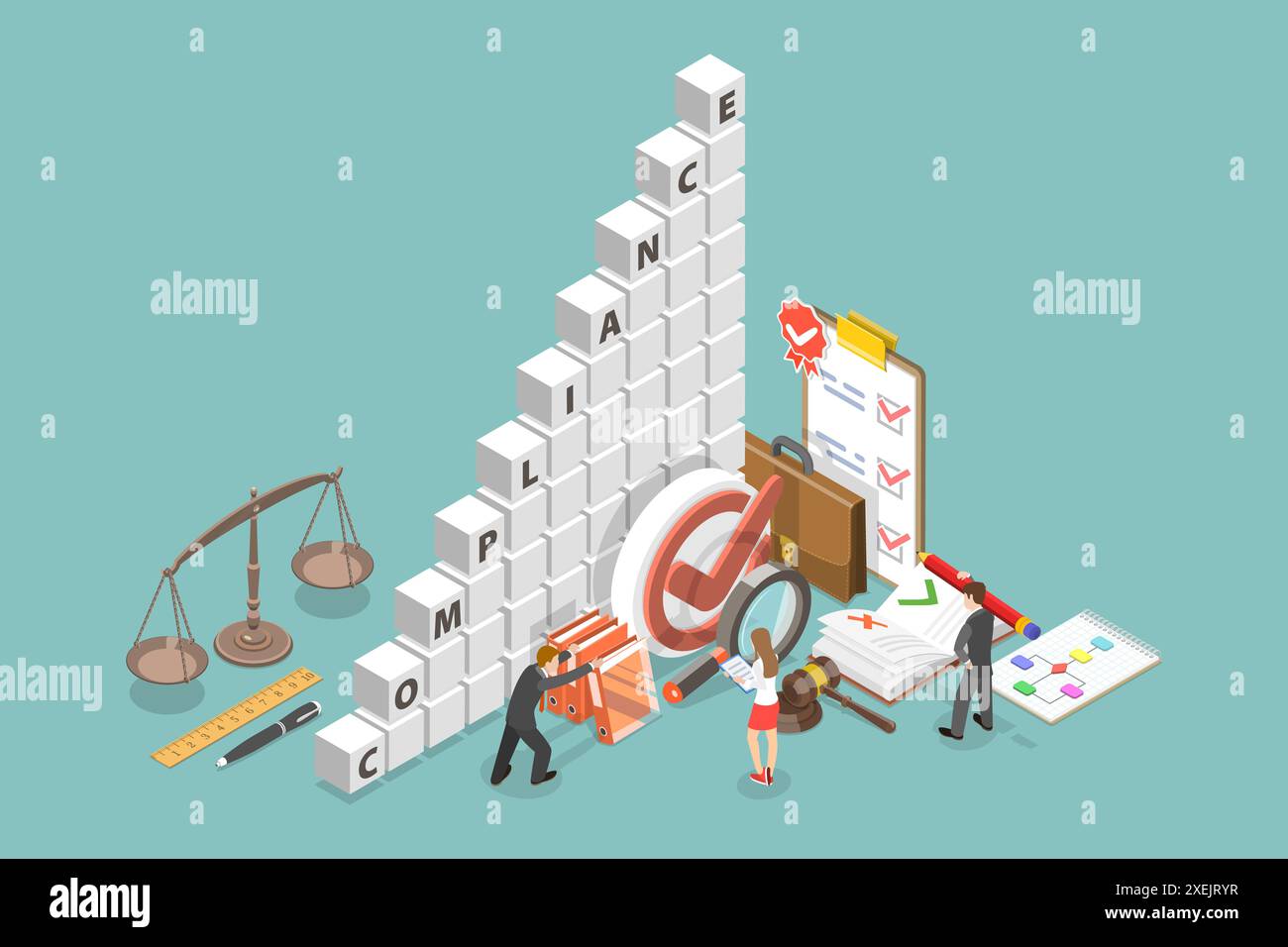 3D Isometric Flat Conceptual Illustration of Regulatory Compliance ...