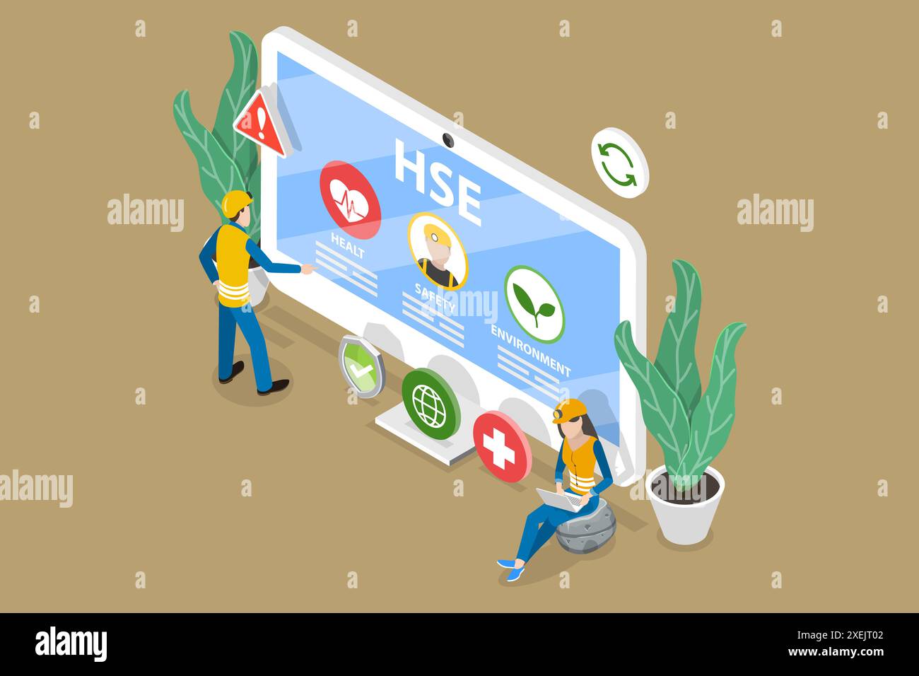 3D Isometric Flat Conceptual Illustration of HSE - Health Safety ...