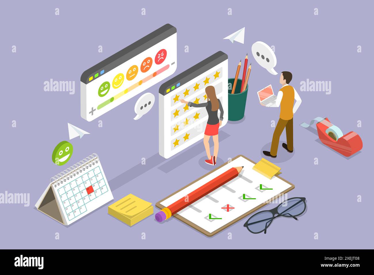 3D Isometric Flat Conceptual Illustration of Online Survey, Customer Feedback, Digital Voting 3D ...