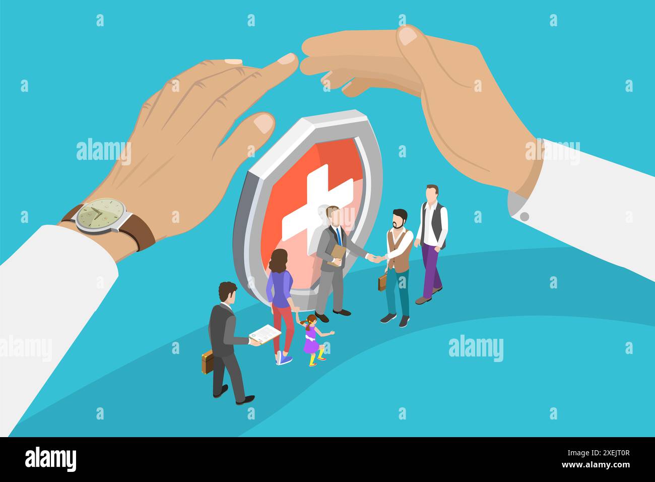 3D Isometric Flat Conceptual Illustration of Insurance Policy, Life ...