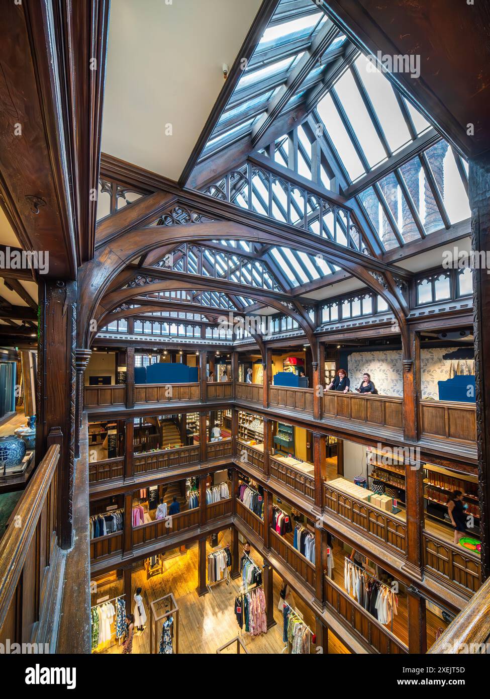 London, United Kingdom - June 25, 2024: Wooden interior and the ceiling ...