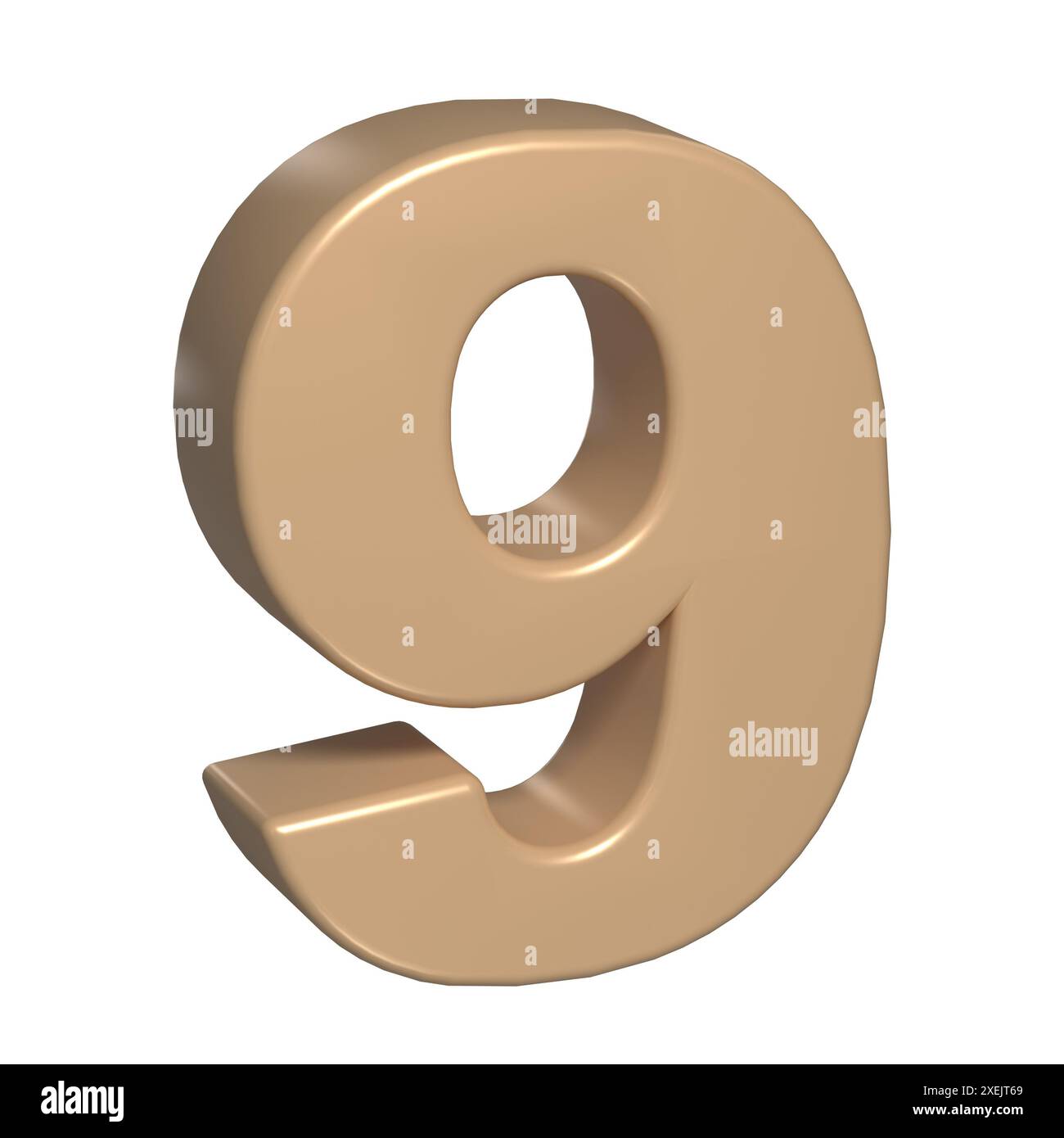 3d number nine 9 golden or bronze shining typography symbol or sign ...