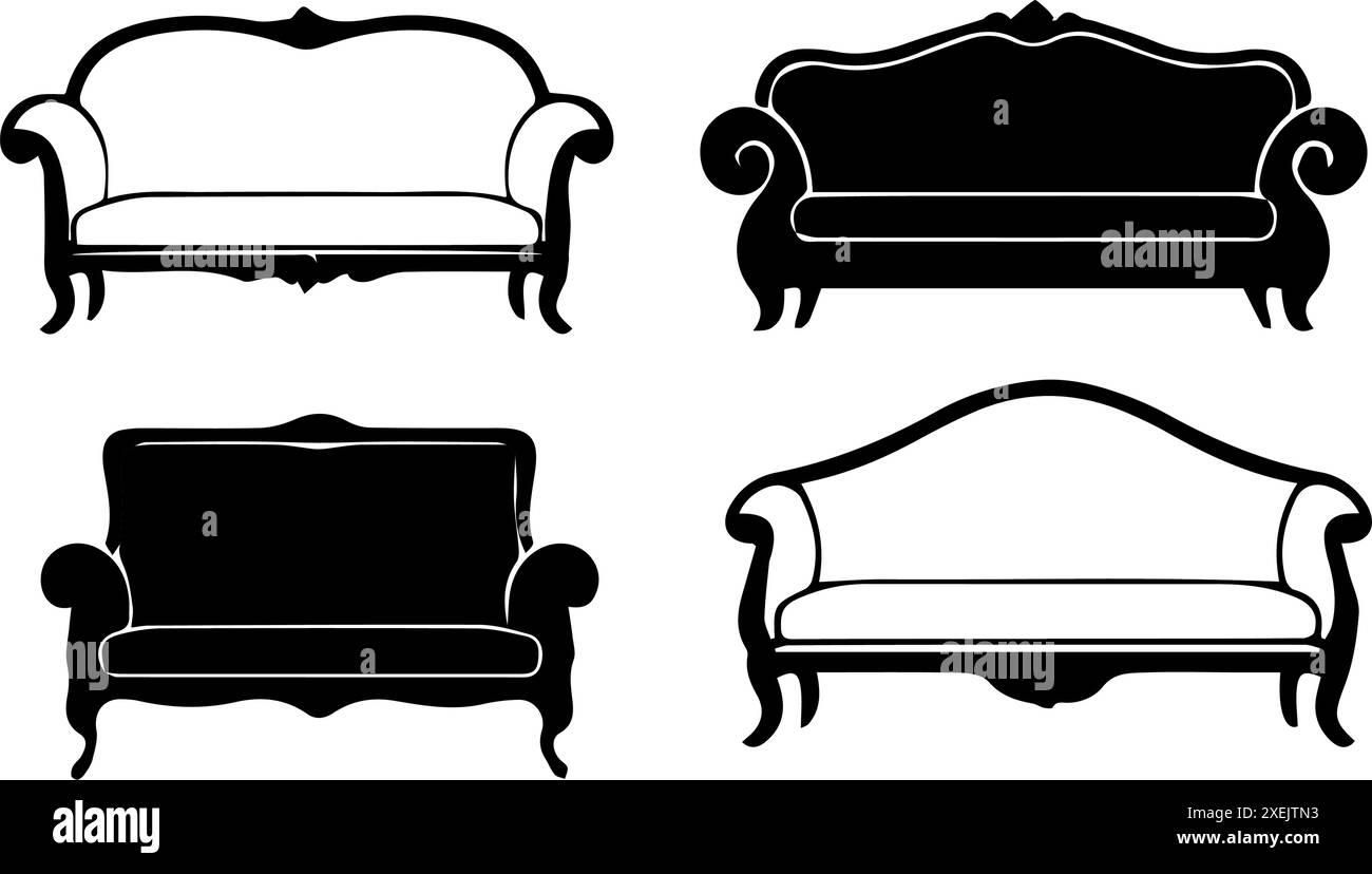 Vintage Couch Silhouette Icon vector Stock Vector Image & Art - Alamy