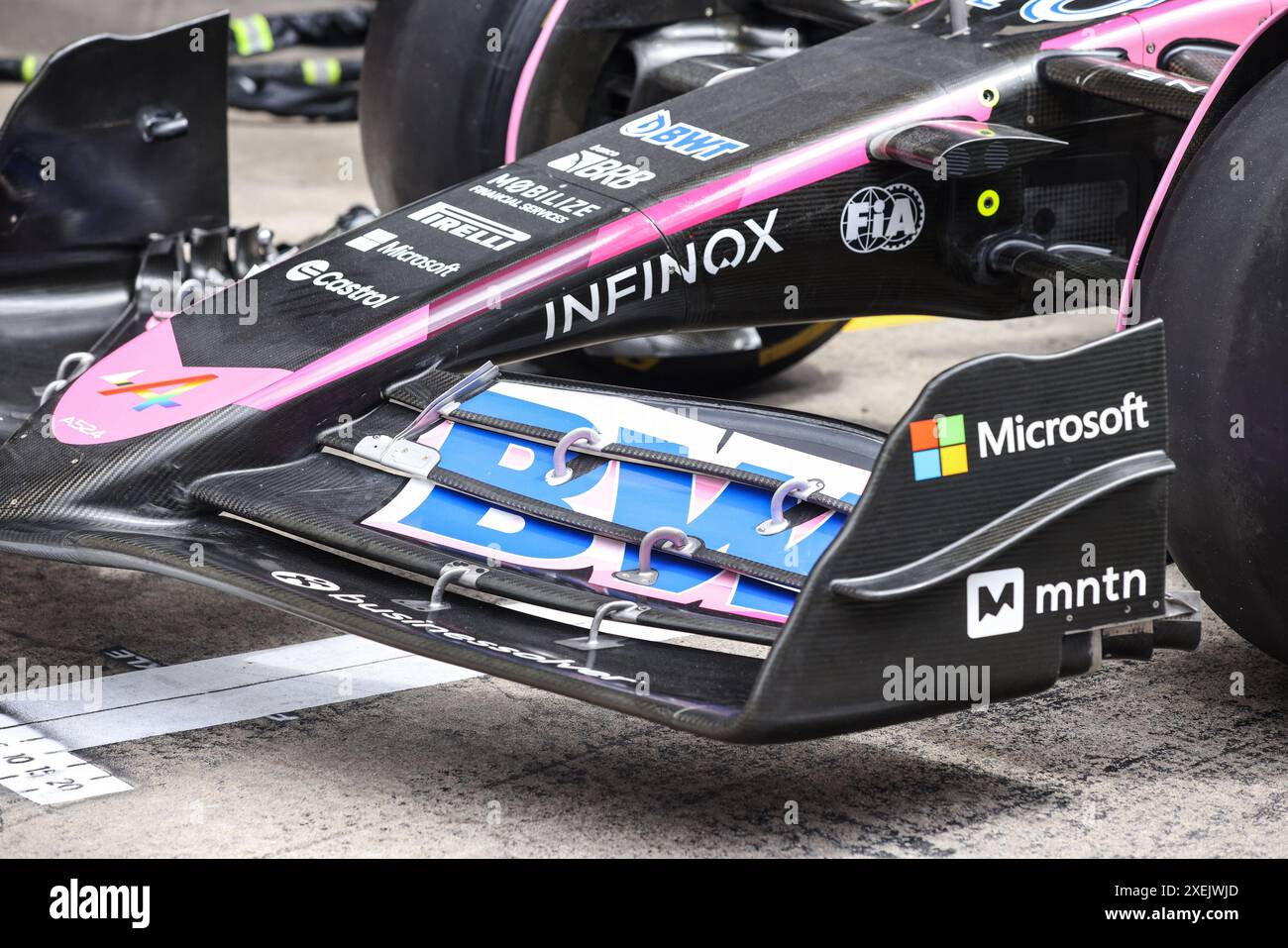 Spielberg, Austria, 28/06/2024, Alpine F1 Team A524, mechanical detail front wing aerodynamism ...