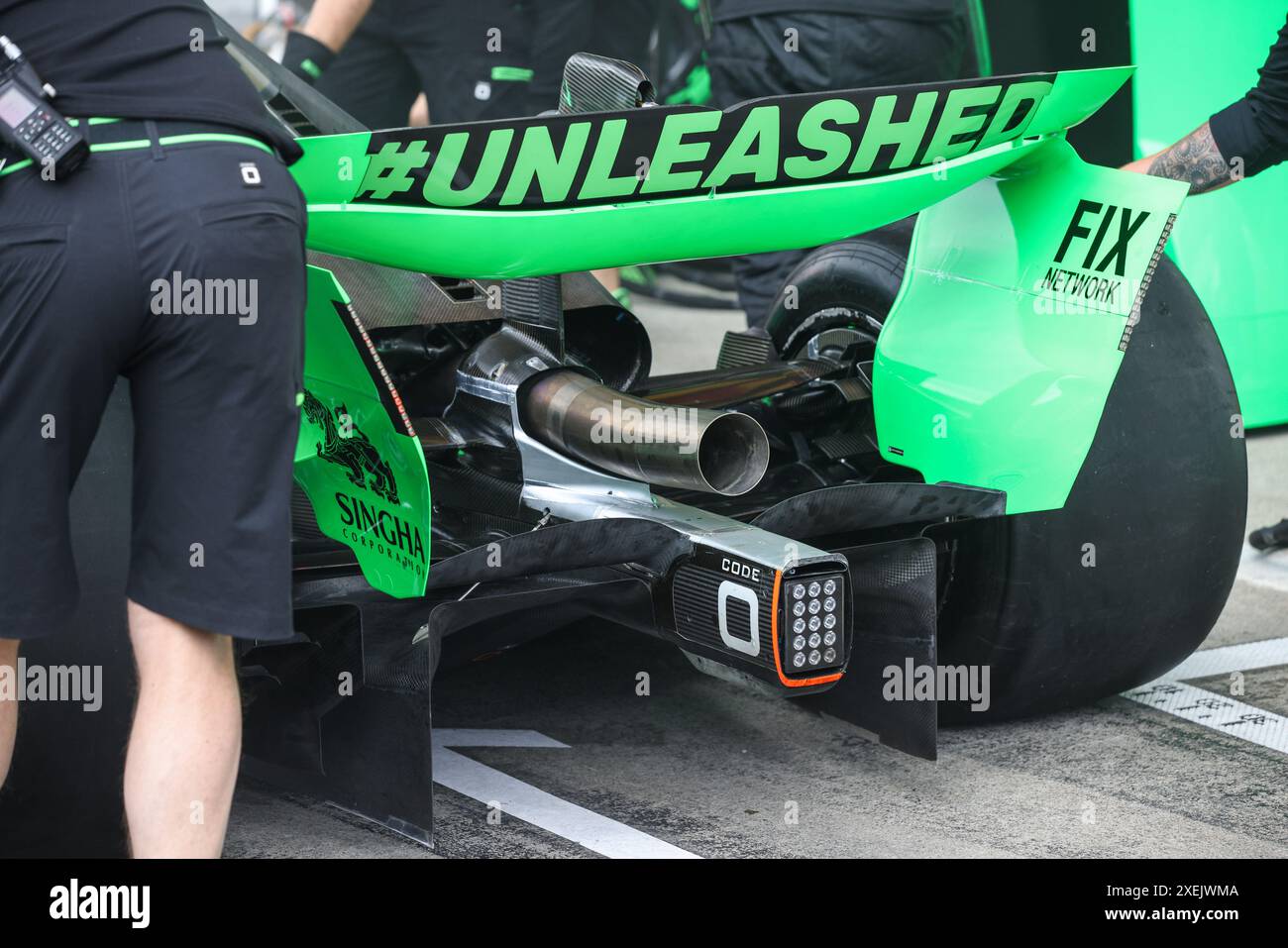 Stake F1 Team Kick Sauber C44, mechanical detail rear wing diffuser aerodynamism, aerodynamic ...