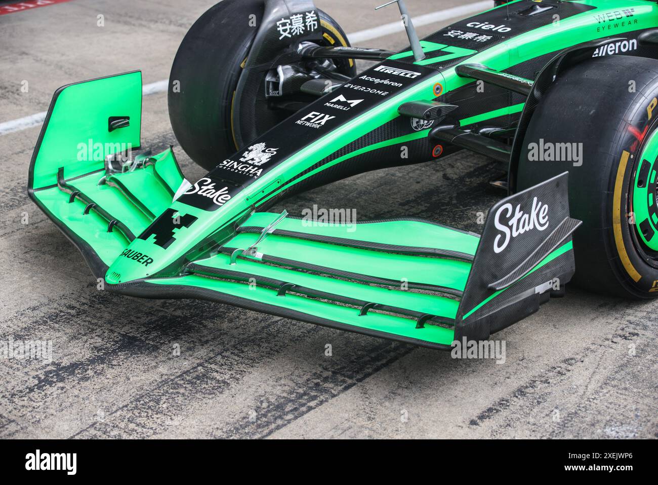 Spielberg, Austria, 28/06/2024, Stake F1 Team Kick Sauber C44, mechanical detail front wing ...