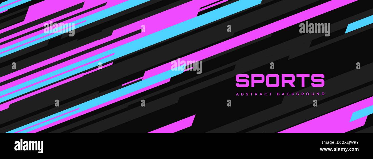Modern sports banner design with diagonal black, pink and blue lines ...