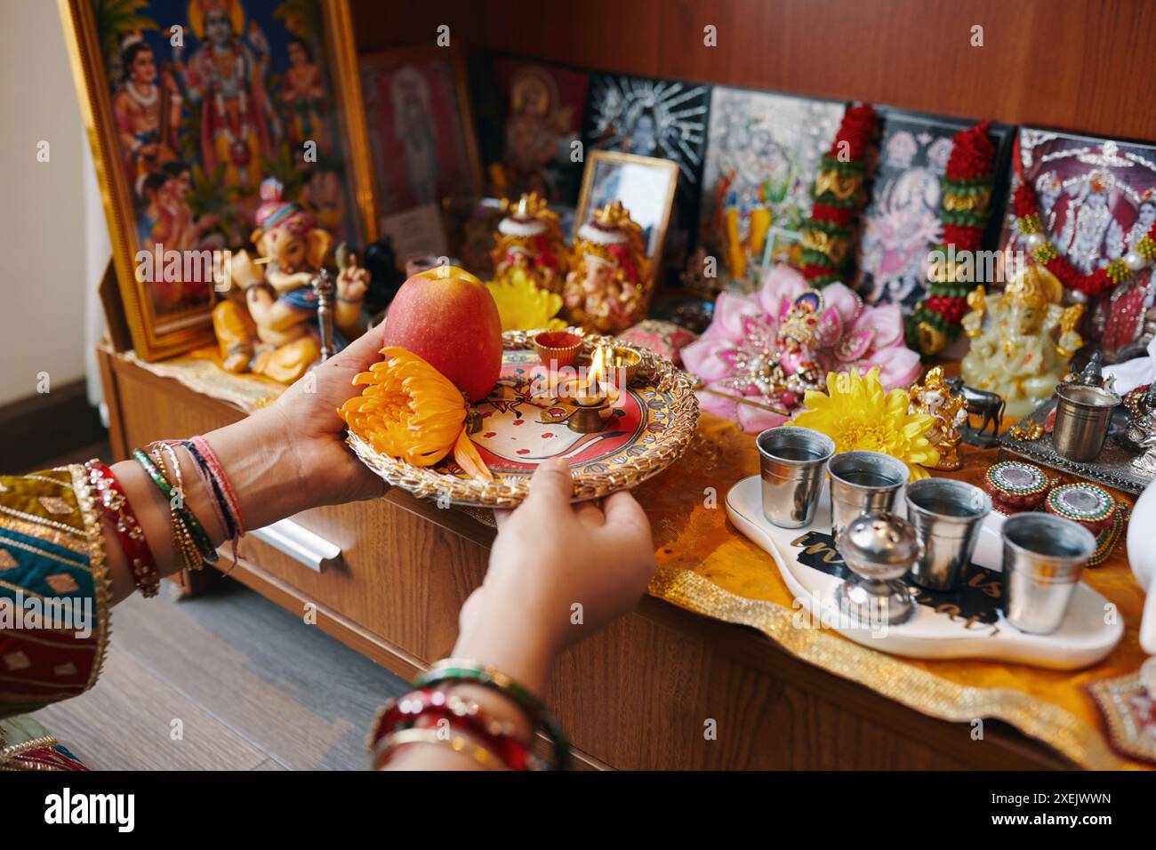 Making Offerings During Praying At Altar Stock Photo - Alamy