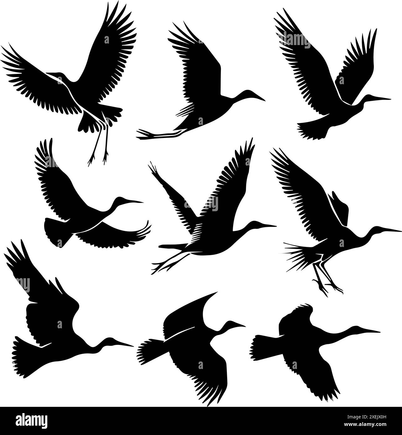 Flying Birds Silhouette Vector illustration Stock Vector Image & Art ...