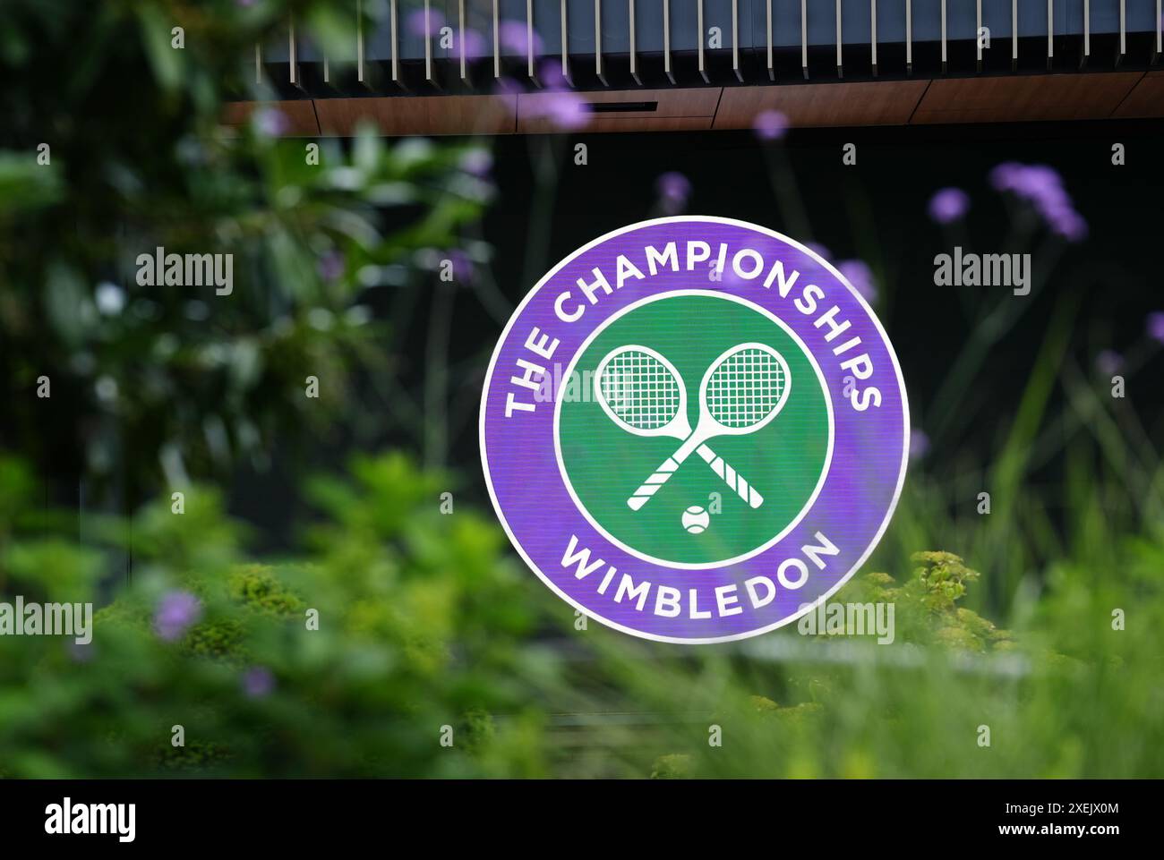 Signage at the All England Lawn Tennis and Croquet Club in London ahead ...