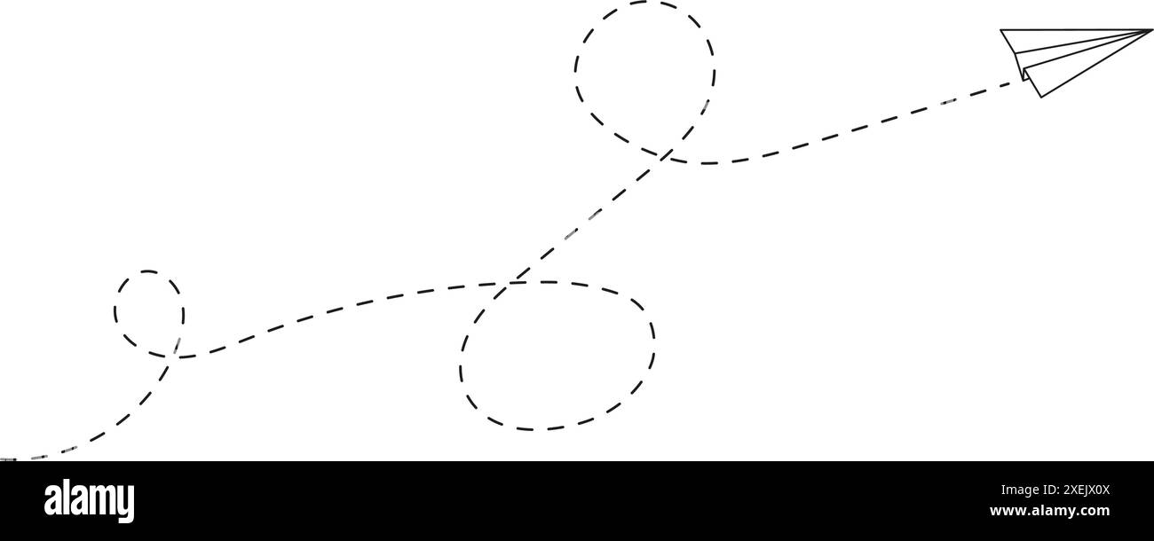 Handmade paper plane with trace dashed line. Travel, journey or ...