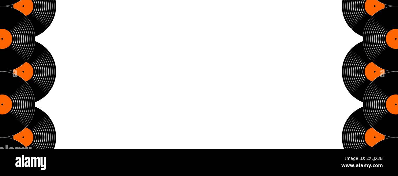 Repeating vinyl records banner. Gramophone LP or long play music discs ...