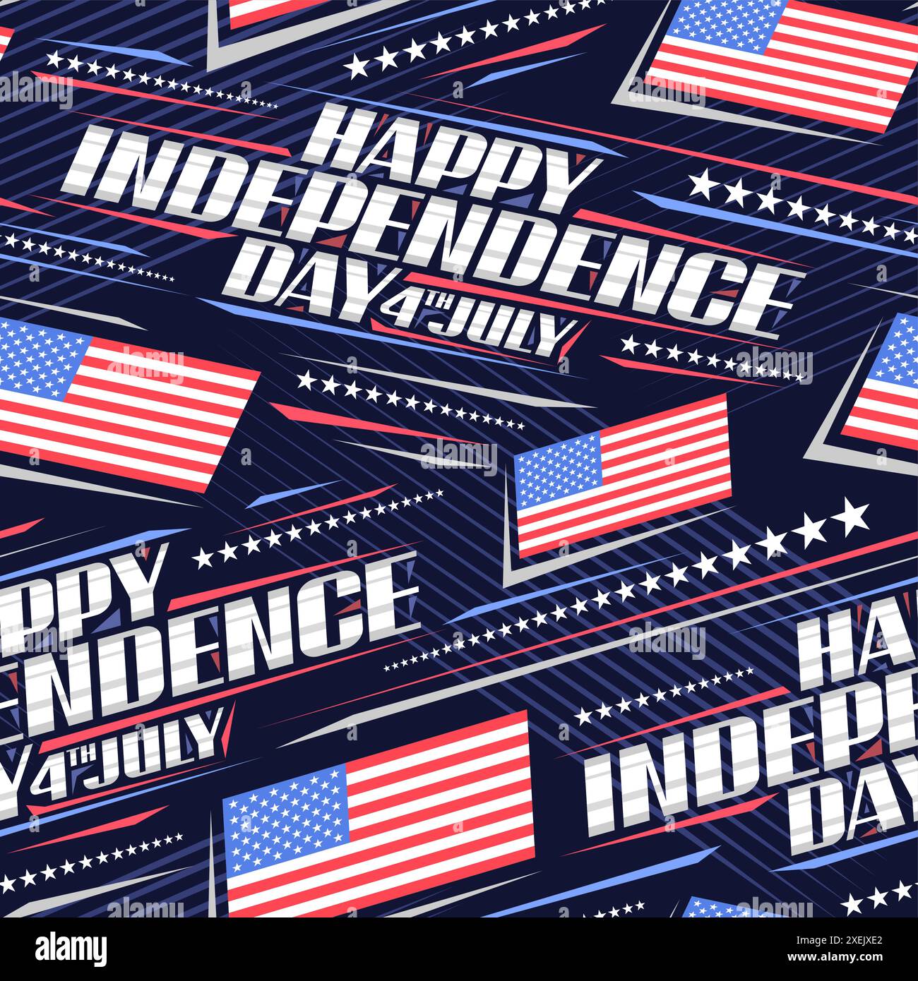 Vector seamless pattern for Independence Day, square background with ...