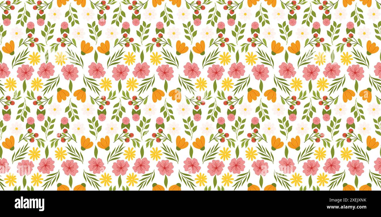 Continuous design pattern with floral elements. Botanical-inspired ...