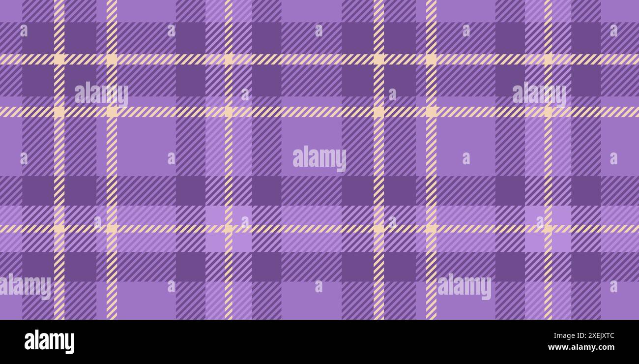 Seamless tartan motif in purple and lavender with light yellow details ...