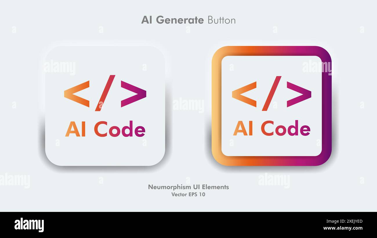 Square AI coding button user interface. Artificial intelligence UI UX ... Square AI coding button user interface. Artificial intelligence UI UX ...