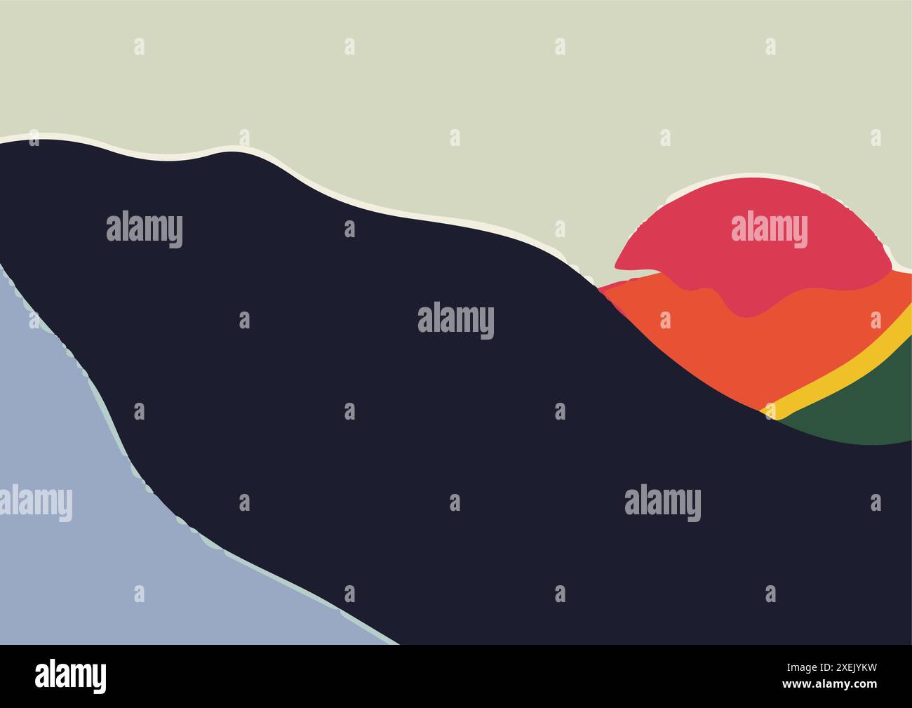 Minimalist Sunset Landscape Vector illustration Stock Vector Image ...