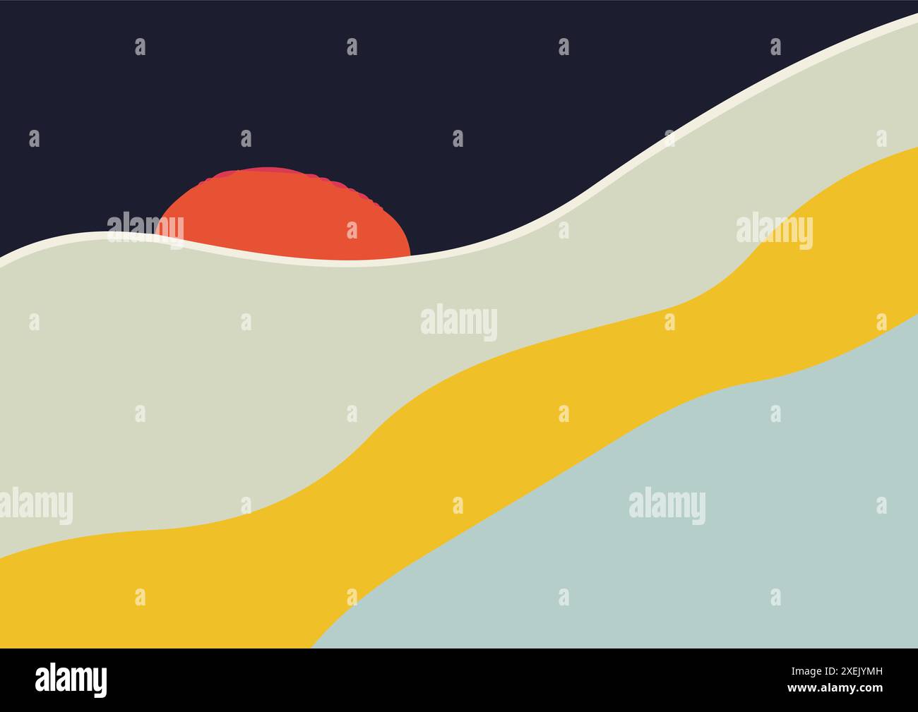 Minimalist Sunset Landscape Vector illustration Stock Vector Image ...