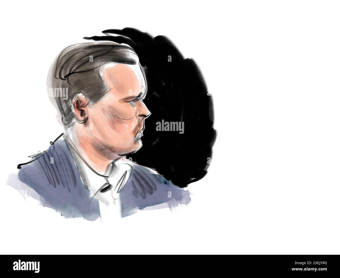 Denmark. 14th May, 2024. (FILE) Court drawing of the defendant Philip ...