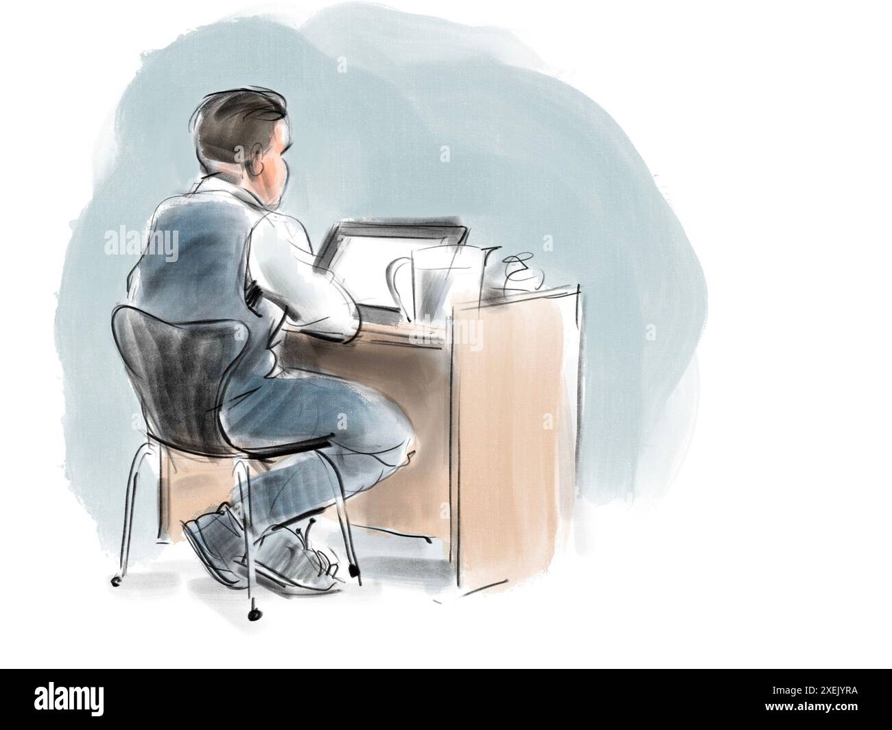 Denmark. 14th May, 2024. (FILE) Court drawing of the accused Philip ...