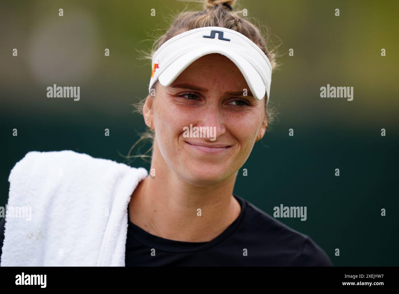 Marketa Vondrousova on the practice court at the All England Lawn ...
