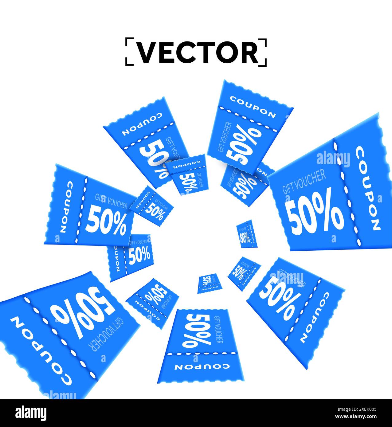 3d flying coupons with coupon code, percentage off, isolated on white ...